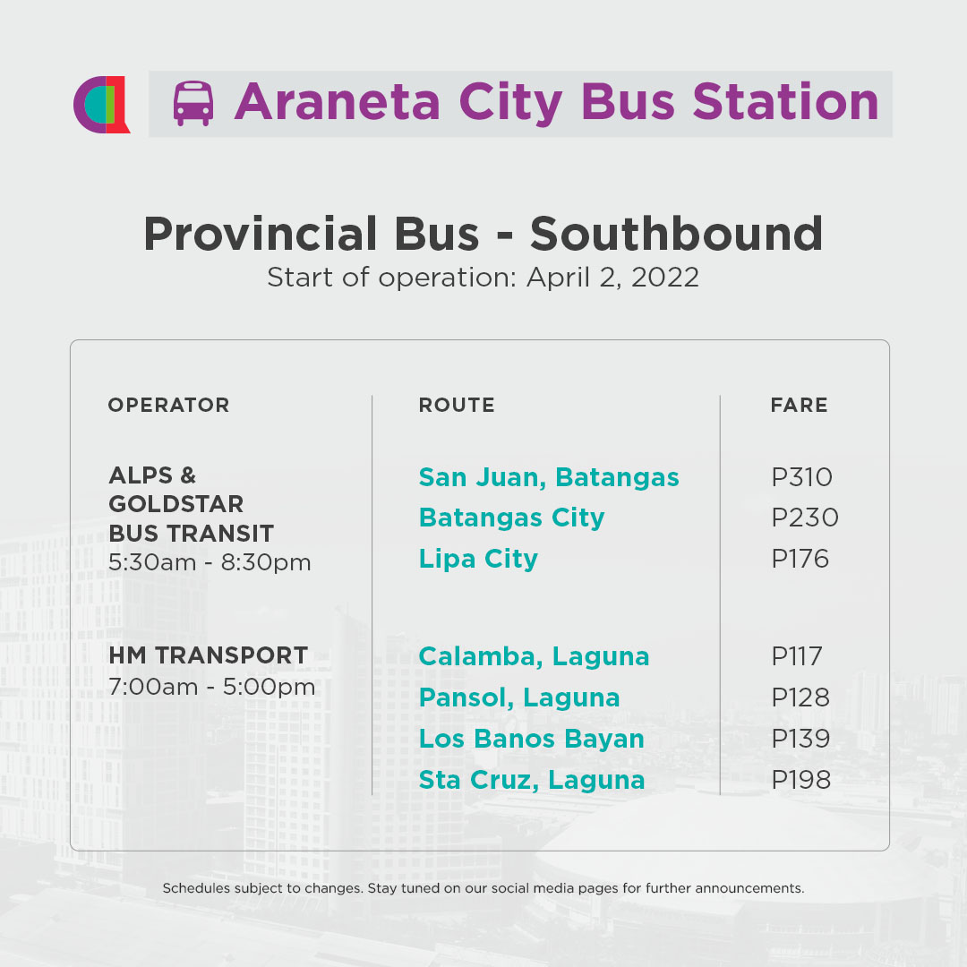 Araneta City opens Laguna, Batangas routes in time for Lenten season ...